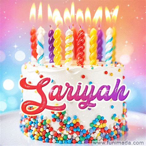 Sprinkle Cake And Glowing Candles Happy Birthday Sariyah 