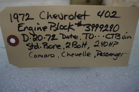 1972 Chevelle Camaro Bbc 402 2 Bolt Main Block 3999290 290 Ls3 D 20 72