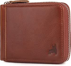 Calfart Slim Zipper Wallets For Men Rfid Leather Mens