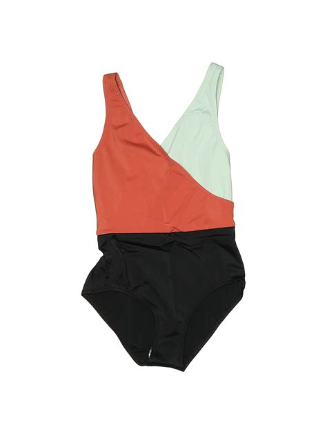 Solid And Striped Solid Multi Color Black One Piece Swimsuit Size S 76