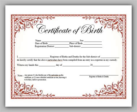 10 Free Birth Certificate Template Redlinesp