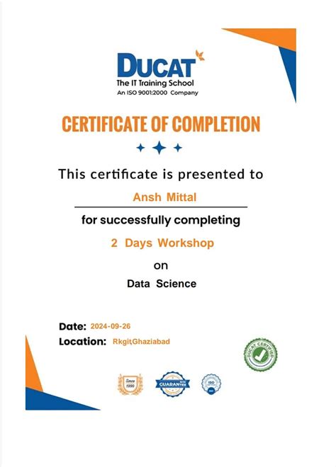 Ansh Mittal On Linkedin Today I Have Completed 2 Days Workshop Of Data Science By Ducat India