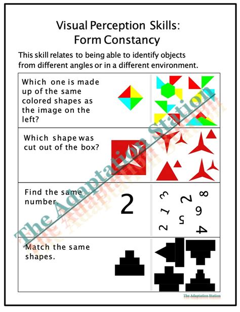 Visual Perception Skills Form Constancy 3 Levels Etsy