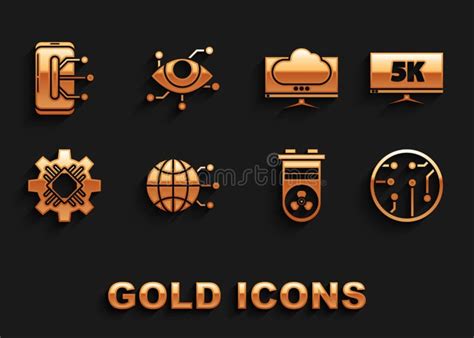 Set Global Technology Or Social Network Monitor Display With 5k Video