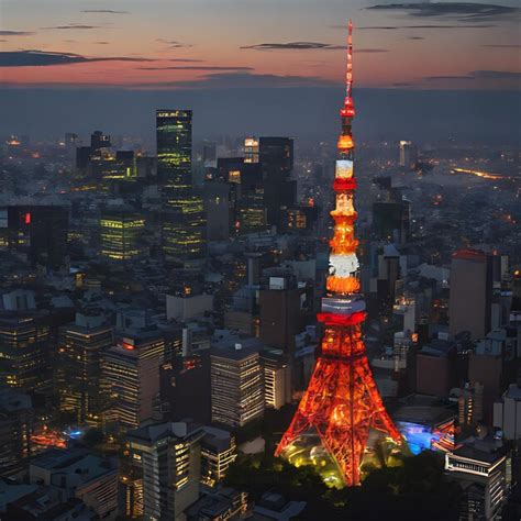 Premium Photo A City Skyline With A Tower That Has The Word Tokyo On It