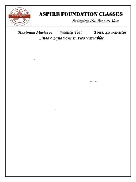 Linear Equation In 2 Variable 1 Pdf