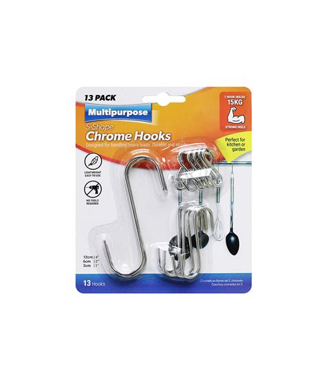 S Shape Chrome Hooks 13pk Looksharpstore