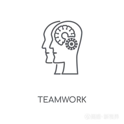 团队合作线性图标。团队合作概念笔画符号设计。薄的图形元素向量例证 在白色背景上的轮廓样式 Eps 10插画 正版商用图片0tew9t 摄图新视界