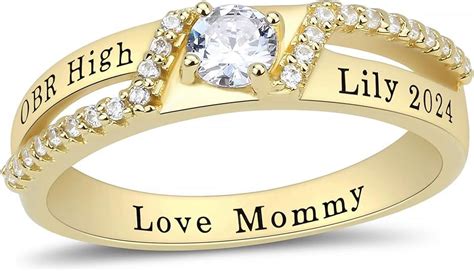 Ccjcinata Sterling Silver Womens High School Class Rings Graduation