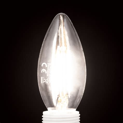 Led Bulb Filament E14 C35 Clear 2w 827 180lm Dimmable Uk