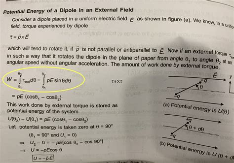 Electrostatics Derivation Of Work Done By External Torque Physics