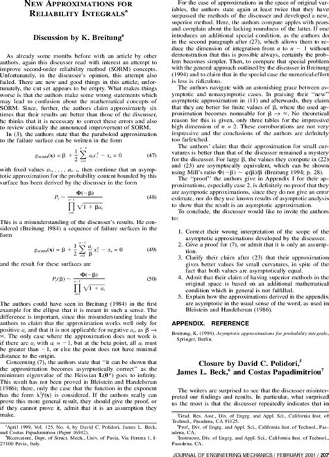 Closure To “new Approximations For Reliability Integrals” By David C