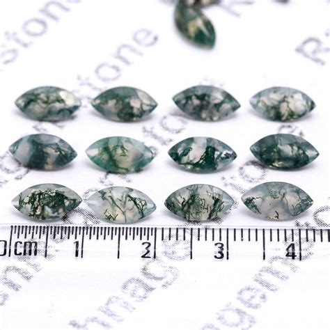 Tree Moss Agate Marquise Shape Brilliant Cut Natural Moss Agate Loose