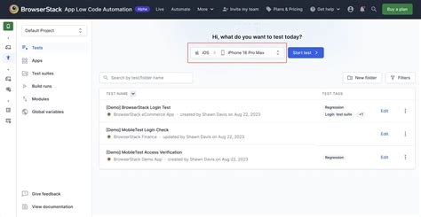 Get Started With App Low Code Automation Browserstack Docs