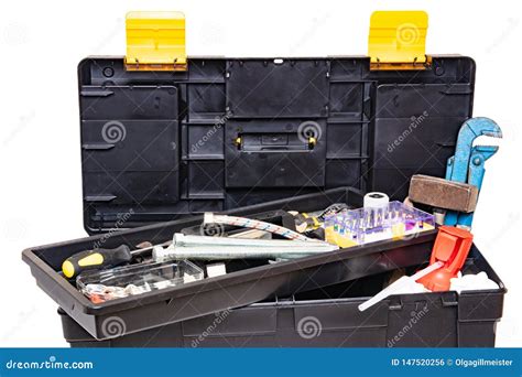 Tool Box Black Plastic Tool Kit Box With Assorted Tools And With