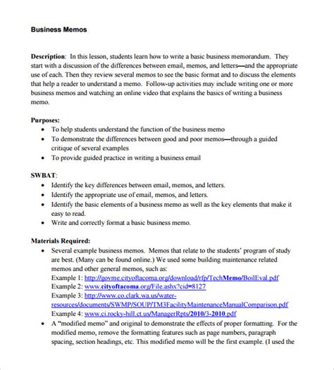 How To Write A Business Memo Example