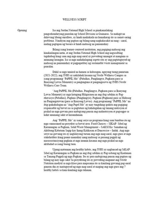 Wellness Script Pdf