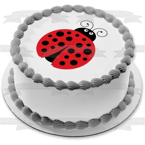 Lady Bug Red Black Polka Dots Edible Cake Topper Image Abpid00212
