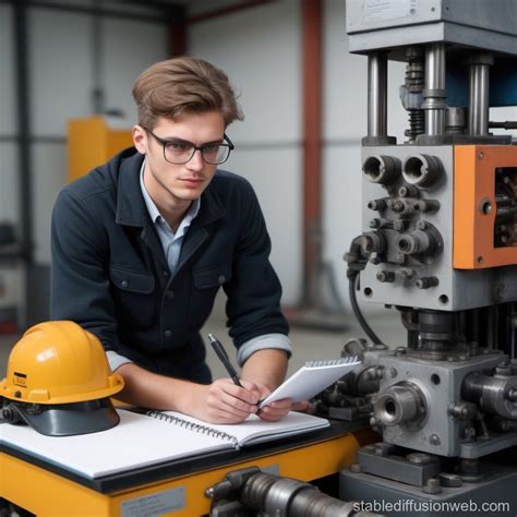 German Test Engineer Analyzing Hydraulic Machine Stable Diffusion Online