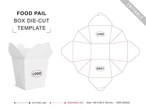 Food Packaging Box Die Cut Template Premium Vector