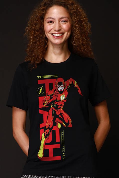 T Shirt Feminina The Flash Logo Vertical
