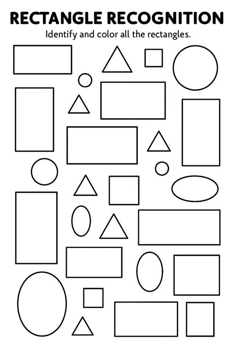 Rectangle Recognition Identify And Color Worksheet Download And Print Now