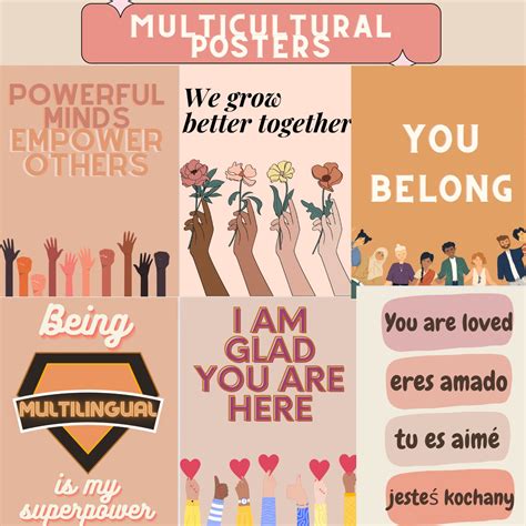 10 Multicultural Classroom Posters Boho Color Theme Multilingual
