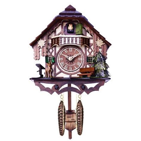 Musical Cuckoo Clock Cottage With Deer Water Pump And Tree Cuckoo