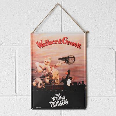 Wallace And Gromit Wall Sign 35cm The Wrong Trousers Hanging Tin Art
