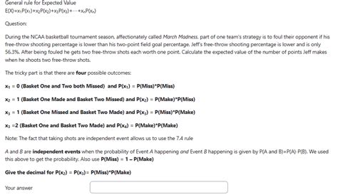 Solved General Rule For Expected Value Chegg Com