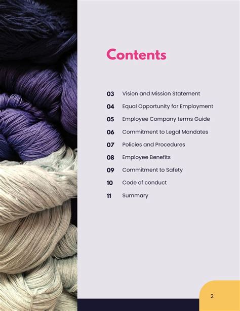 Textile Company Employee Handbook Template Visme