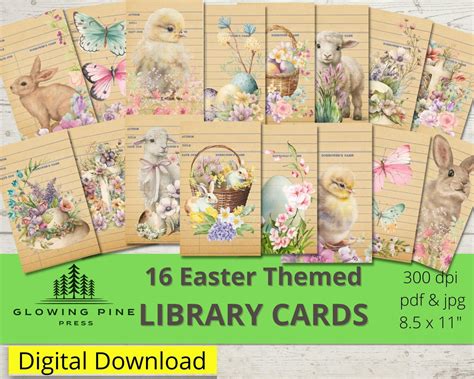 Easter Library Card Ephemera Printable Glowing Pine Press