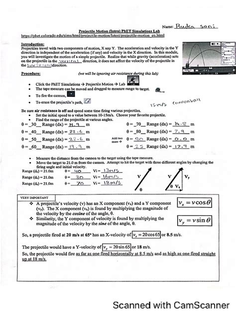 projectile lab pdf