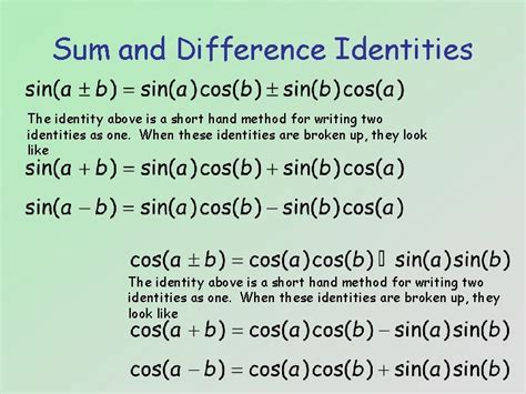 Sum And Difference Identities Section 5 2 Objectives