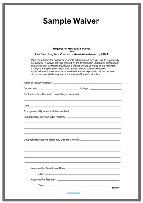 Sample Waiver Free Printable Documents
