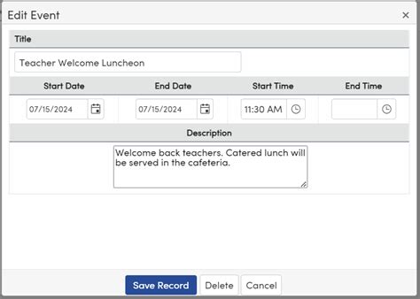 Calendar Widget Aeries Software