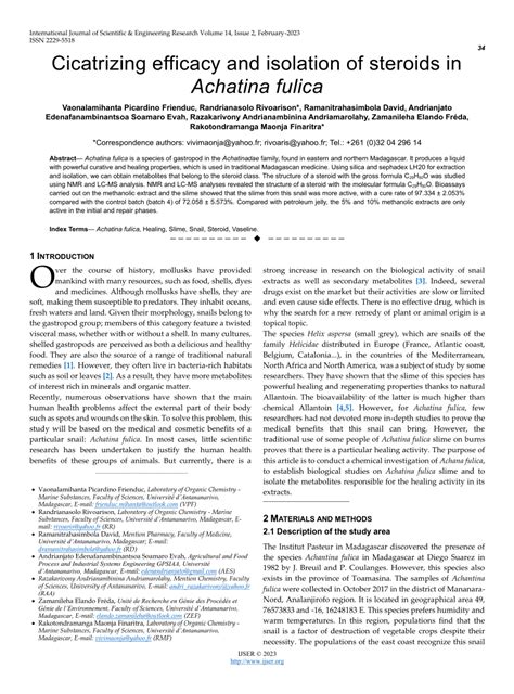 Pdf Cicatrizing Efficacy And Isolation Of Steroids In Achatina Fulica