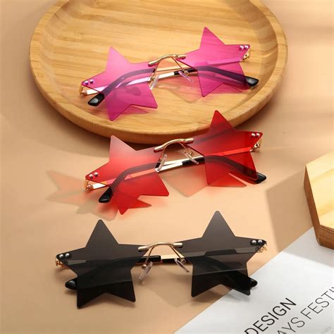 New Fashion Rimless Star Shape Sunglasses Party Glasses Funny Pentagram