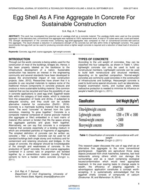Pdf Egg Shell As A Fine Aggregate In Concrete For Sustainable