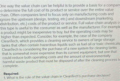 Solved One Way The Value Chain Can Be Helpful Is To Provide