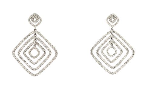 Lot 14k White Gold 140cttw Diamond Drop Dangle Earrings