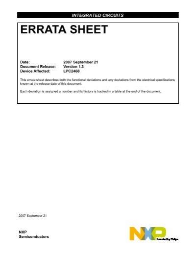 Errata Sheet