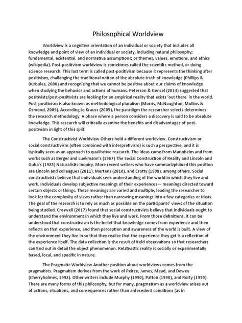 Philosophical Worldview Pdf Pragmatism Positivism