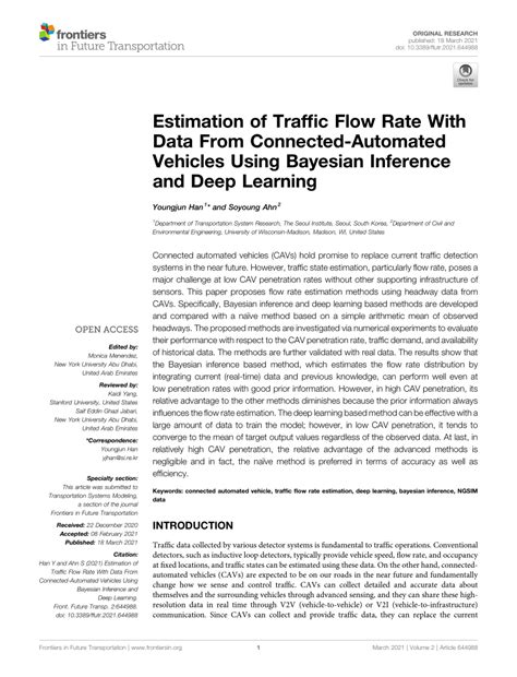 Pdf Estimation Of Traffic Flow Rate With Data From Connected