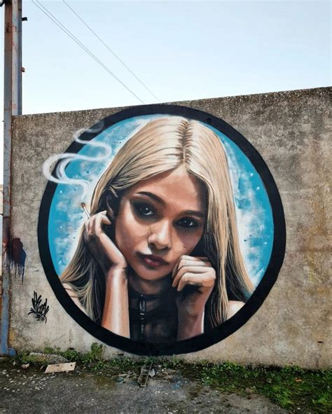 Smoking Girl By Vile Street Art Utopia