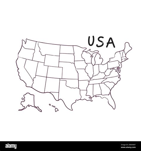 Usa Map Drawn Lines Cut Out Stock Images And Pictures Alamy