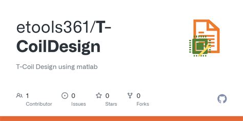 Github Etools361t Coildesign T Coil Design Using Matlab
