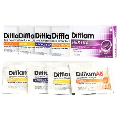 Difflam Ab Sore Throat Lozenges 6s12s Orange Lemon Blackcurrant