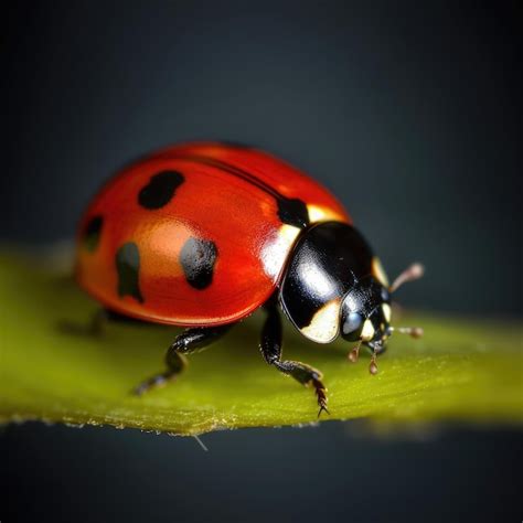 Premium Photo A Red And Black Ladybug With Black Dots On Its Back