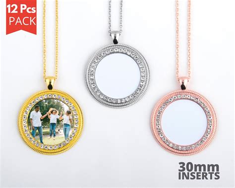 12x Round Pendant Necklace Sublimation Blanks Hip Hop Jewelry 30mm